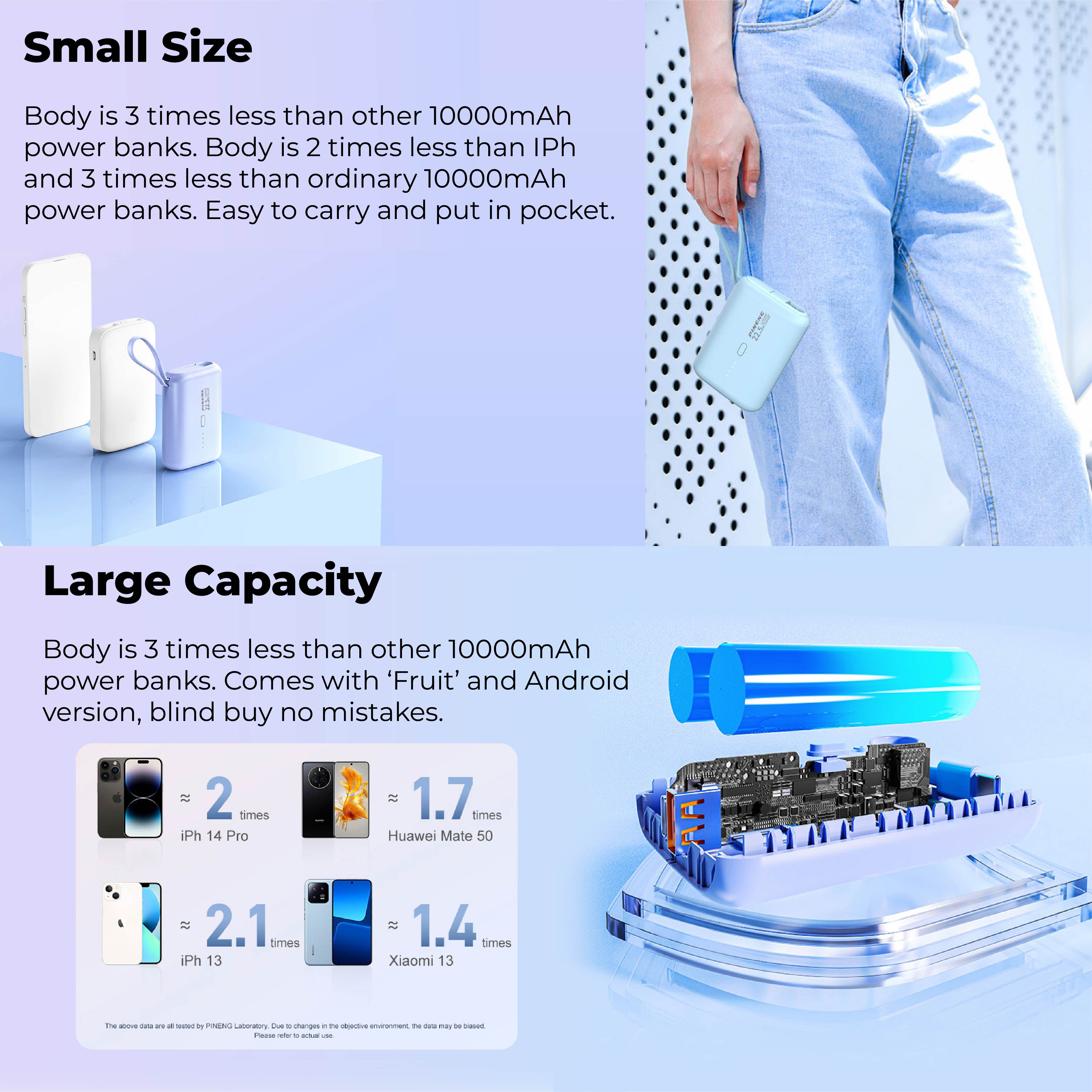 [NEW] Pineng PN-873PD 22.5W 10000mAh Compact Pocket Mini Powerbank Fast ...