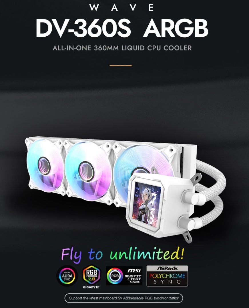 DarkFlash Wave DV 360S / DV 240S ARGB AIO Liquid Cooling System with IPS Display Water Cooler ...