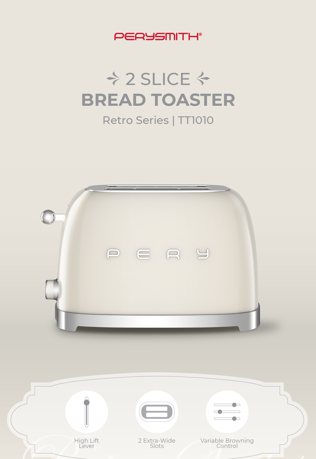 PerySmith 2 Slice Bread Toaster Retro Series TT1010 | Shopee Malaysia