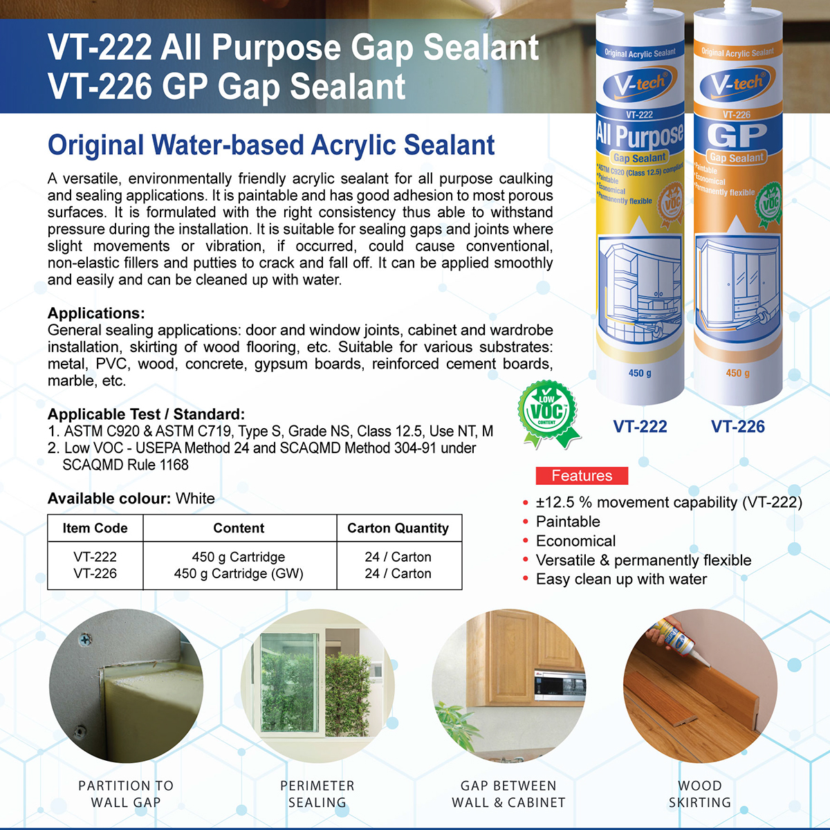 V-tech VT-222 All Purpose Gap Sealant For Tiles/Kitchen Cabinet ...