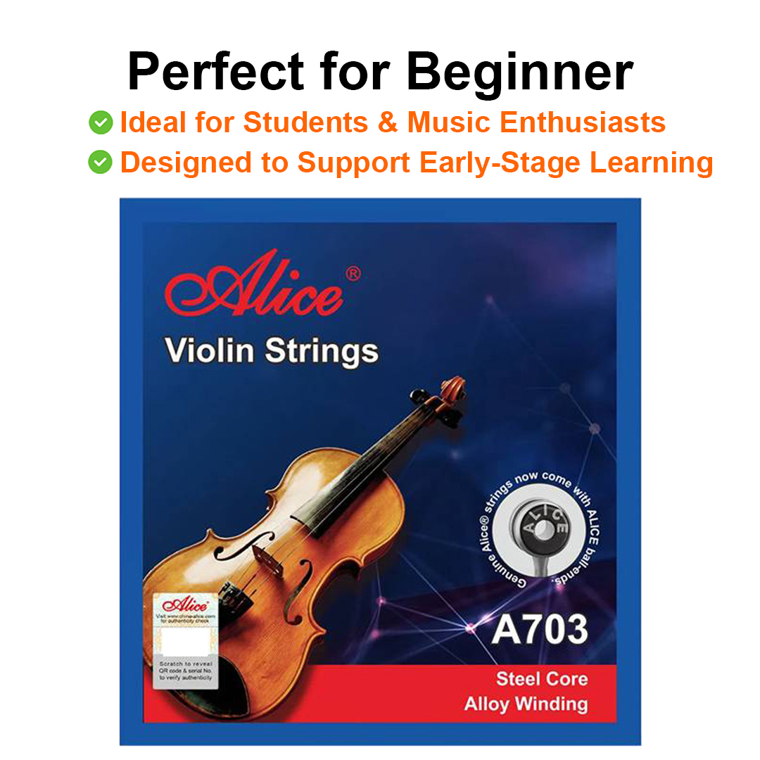 ALICE A703 Violin Strings SET 4 Strings E A D G for 4/4 Violin 爱丽丝小提琴套弦 ...
