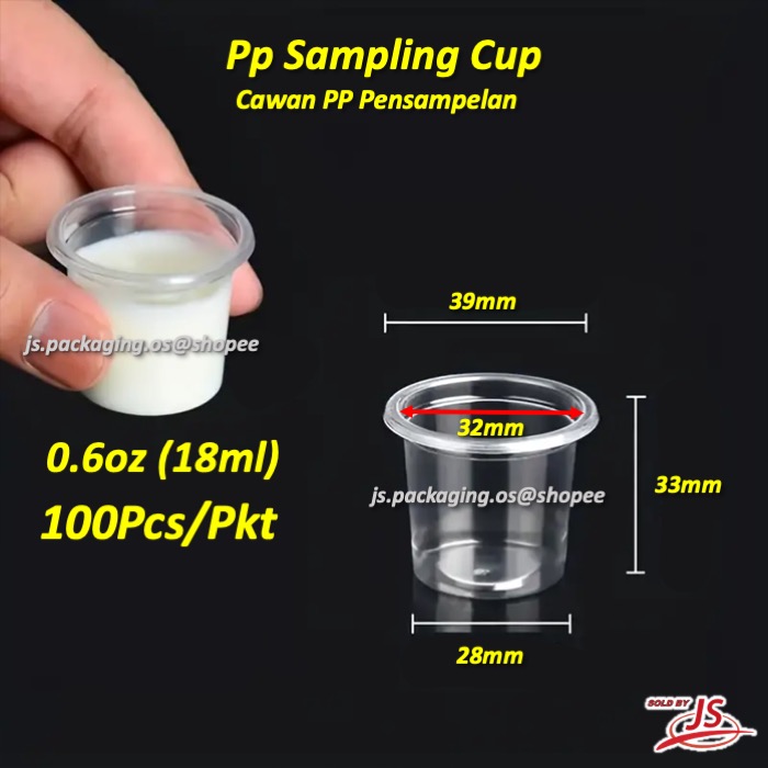 100Pcs X 18ml (0.6oz) Disposable PP Plastic Testing Sampling Cup Clear ...