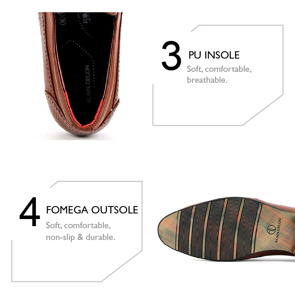ALAIN DELON Men's Shoes -PU Leather- 202403-NI1-33P- Coffee -Business ...