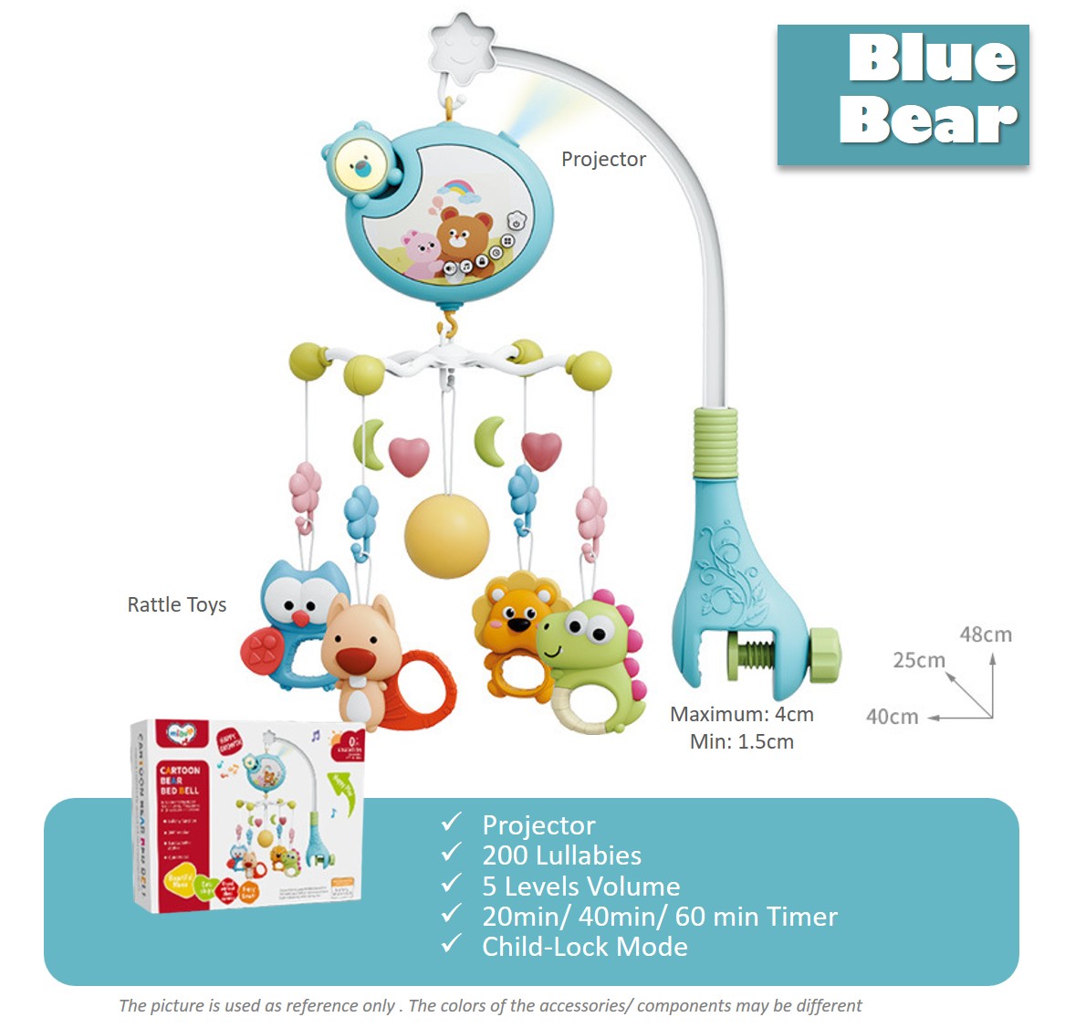 M&B Musical Mobile for Baby Cot/ Playpen with Projector (Battery ...