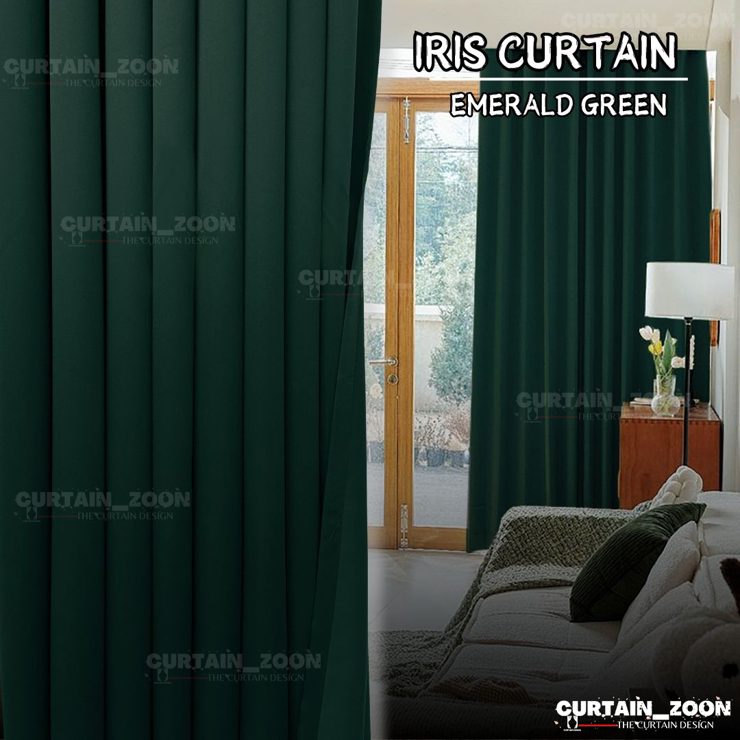 Curtain zoon Langsir Iris Emerald green, 80%+ Blackout | Saiz 140CM–400CM, Sliding Door ...