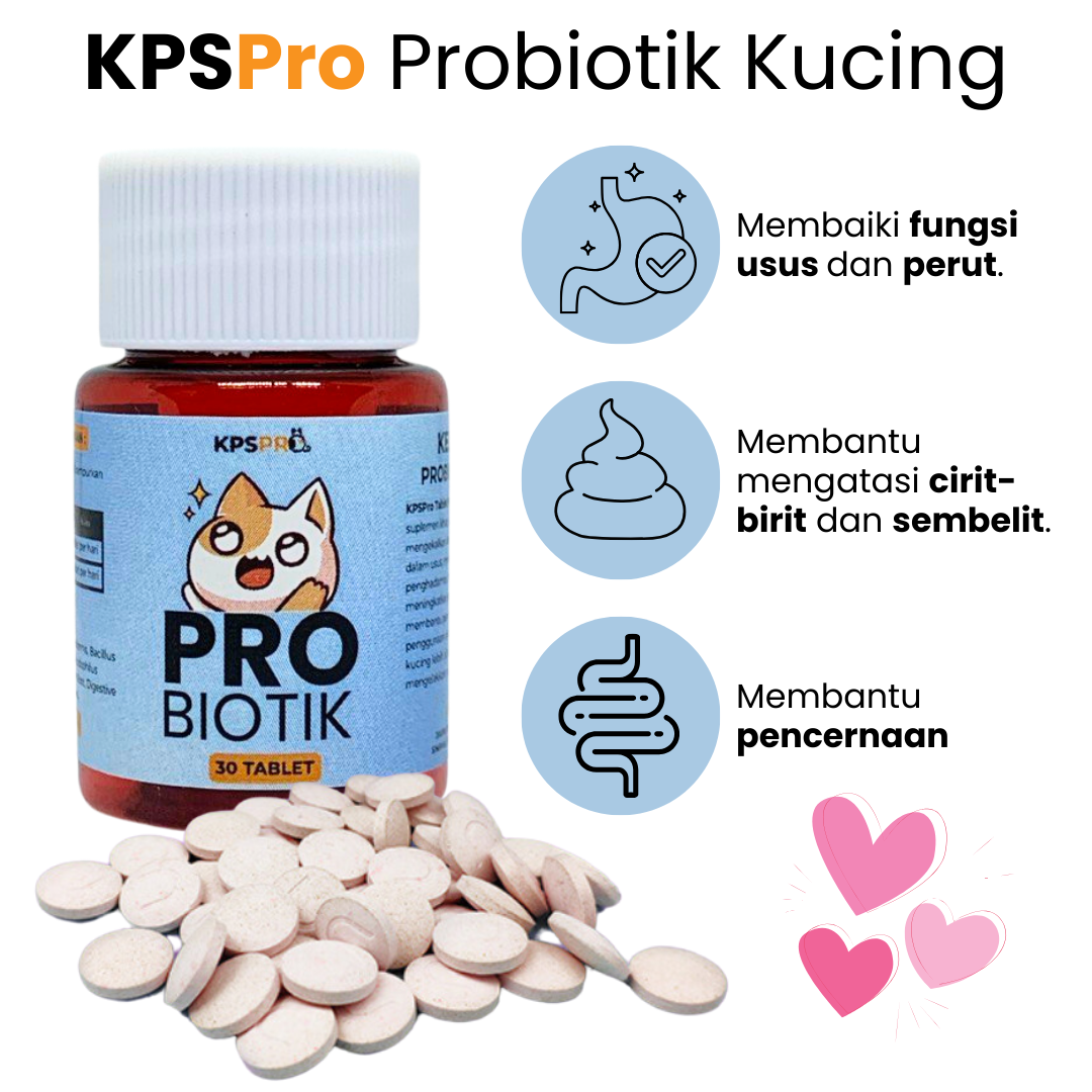 KPSPro Suplemen Perut dan Usus Kucing / Probiotik Kucing 30 Tablet ...