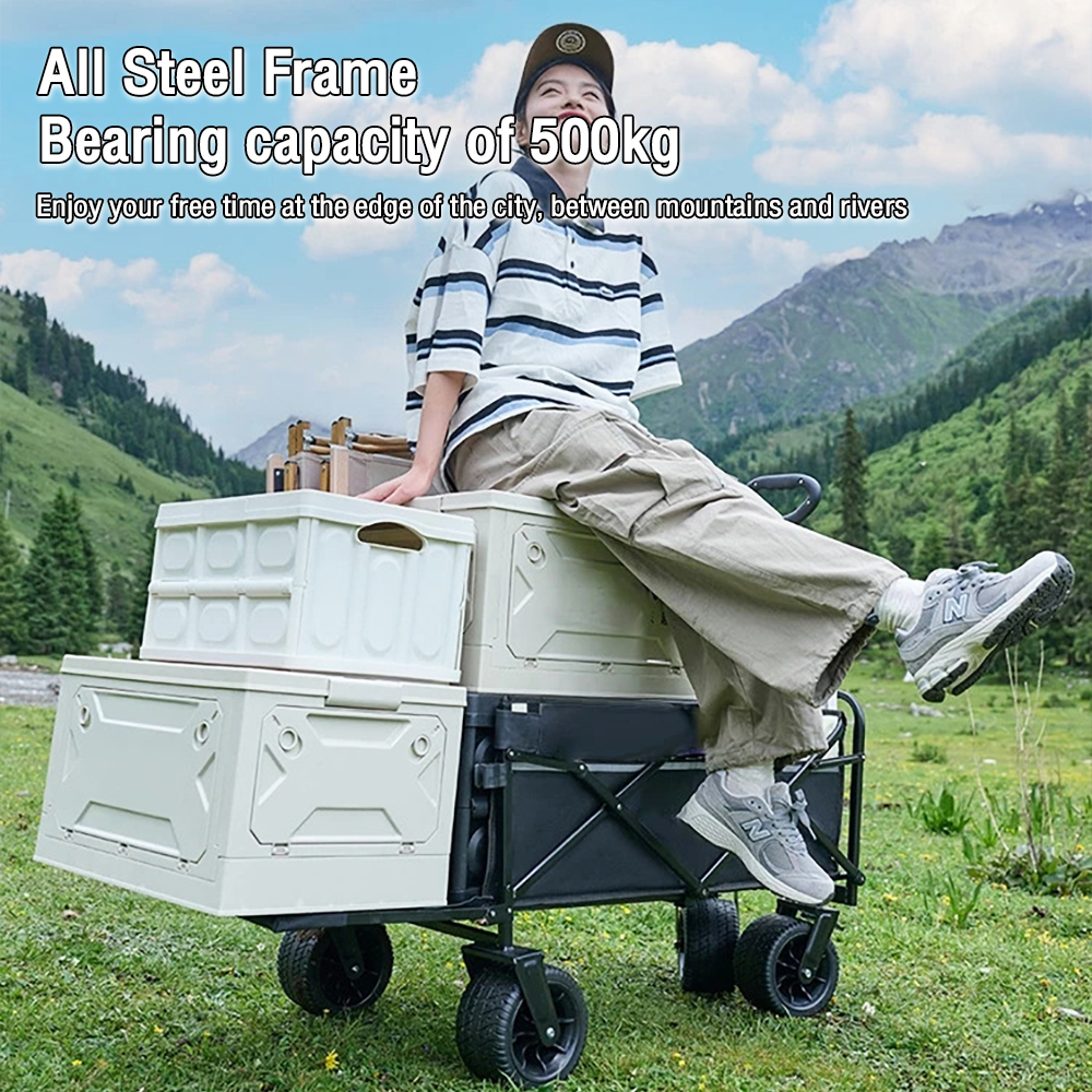 280L Outdoor Wagon Trolley 10 Inch Expandable Camping Trolley Foldable ...