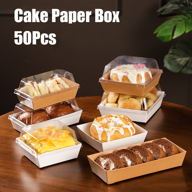 50pcs Square Cake Paper Box Sandwich Boxes Food Packaging Box with Lid ...