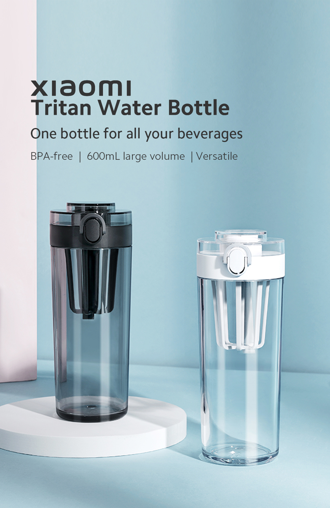Xiaomi Tritan Water Bottle | 600ml Large Volume | BPA Free | Invisible Tea Strainer | High ...