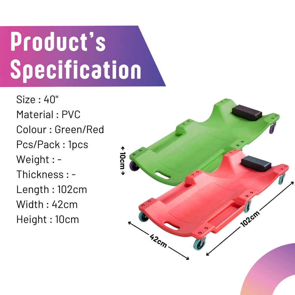40" Mechanic Creeper Car Garage/ Lying Board With 6 Swivel Wheels ...