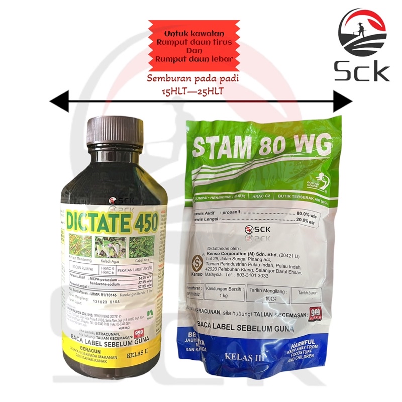 (SET)STAM 80WG + Dictate 450 1Liter|Racun Rumpai sawah padi | Shopee ...