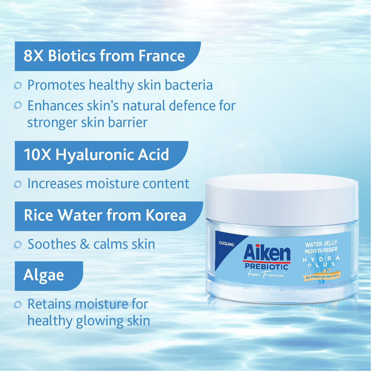 AIKEN Prebiotic Hydra Plus Water Jelly Moisturiser 30g [ Single ...