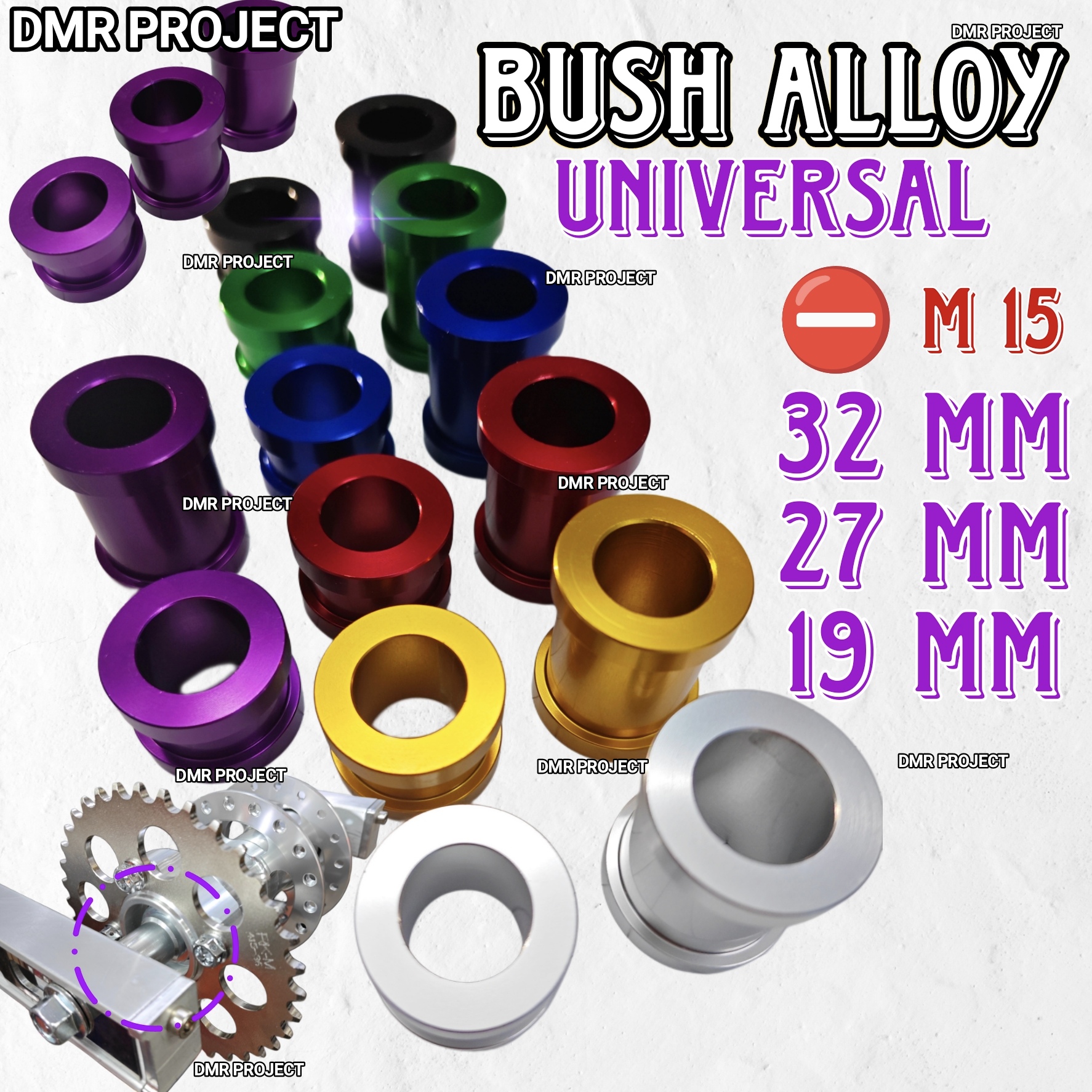 Bush Alloy Universal - Shaft 15MM 32mm/27mm/19mm alloy bush thai ...