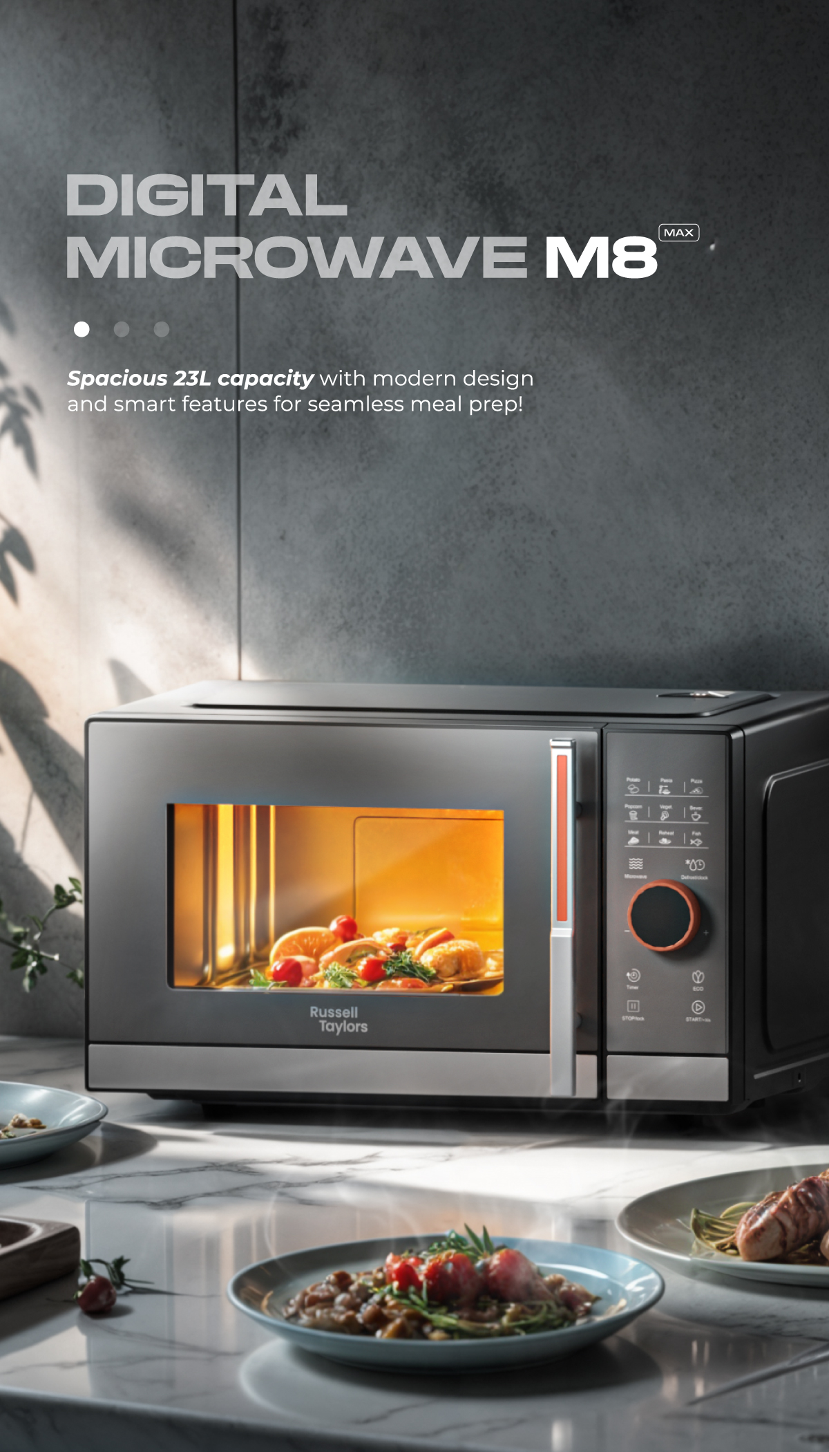 Russell Taylors Digital Microwave Oven Ketuhar Mikro 23L M8 | Shopee ...