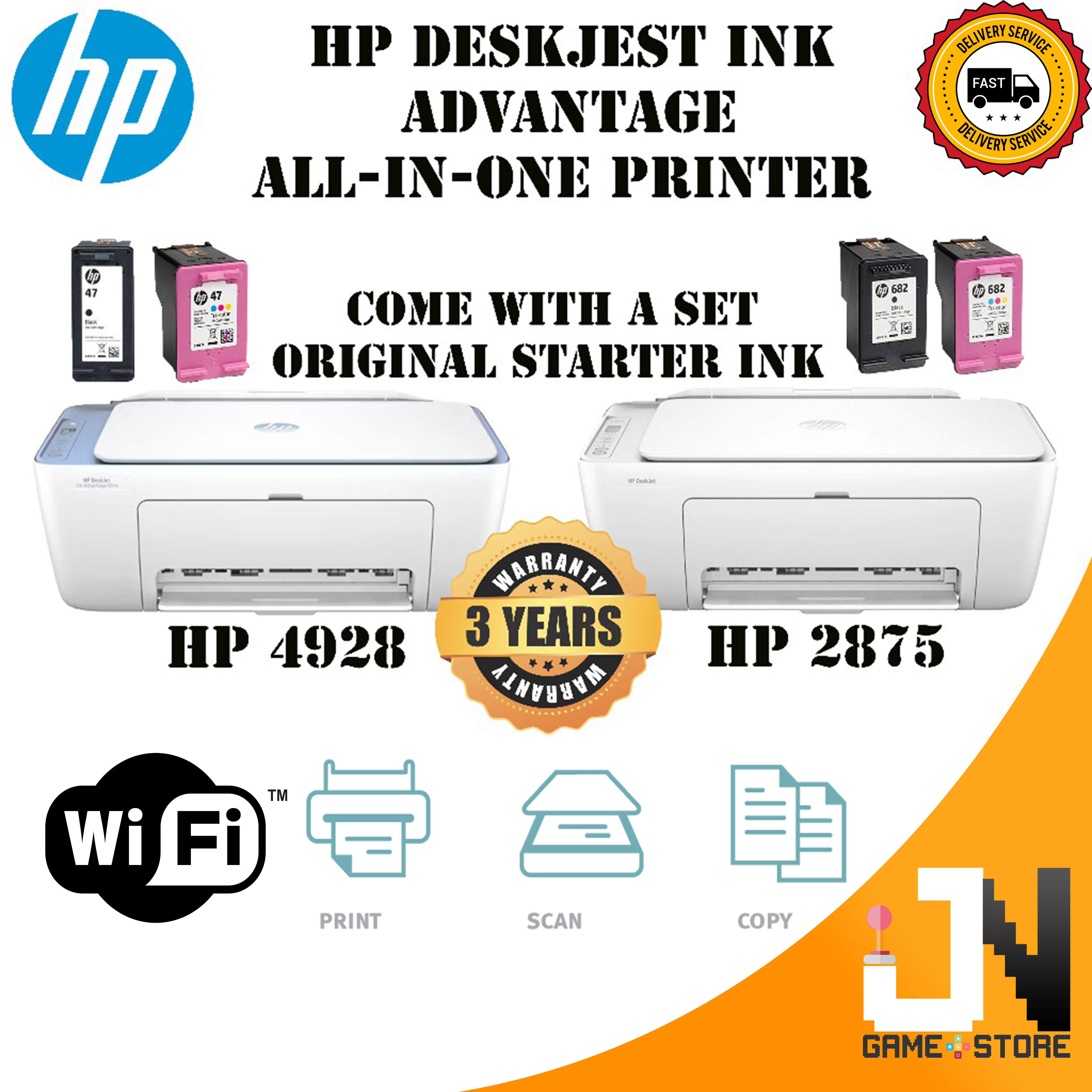 HP DeskJet Ink Advantage 2875 / 4928 All In One Color Printer / Print ...