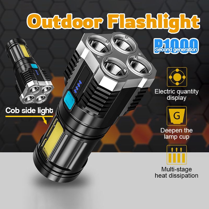 Strong LED Flashlight Adsorbable Waterproof USB charge Work Lights COB ...
