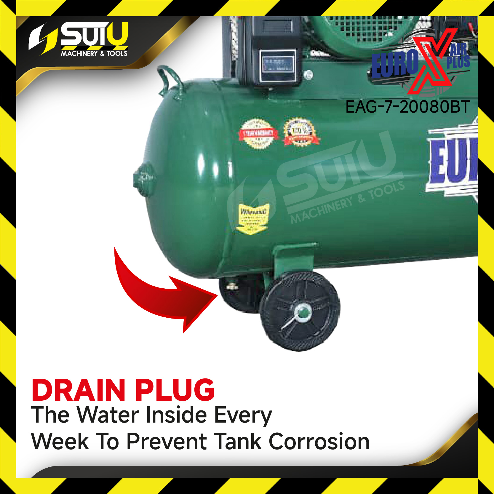 EUROX AIR PLUS EAG-7-20080BT / EAG720080BT 200L 7.5HP Air Compressor / Kompressor 5.5kW | Shopee ...