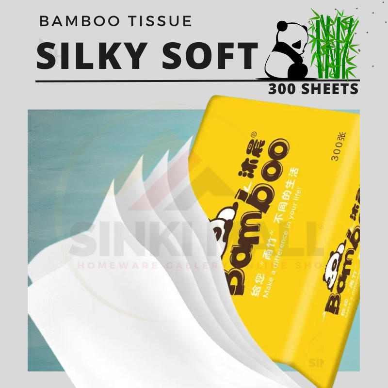 4 Ply 300 Sheets Soft Small Bamboo Tissue Paper Facial Tisu Muka Harga ...