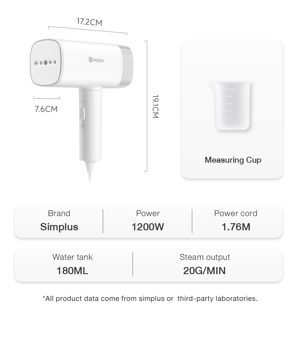 Simplus Portable Handheld Iron Garment Steamer (180ml/1200W) Foldable ...