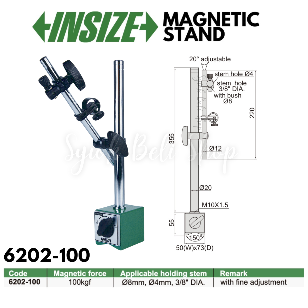INSIZE 60kgf Magnetic Stand 6201-60 for dial indicator / Universal ...