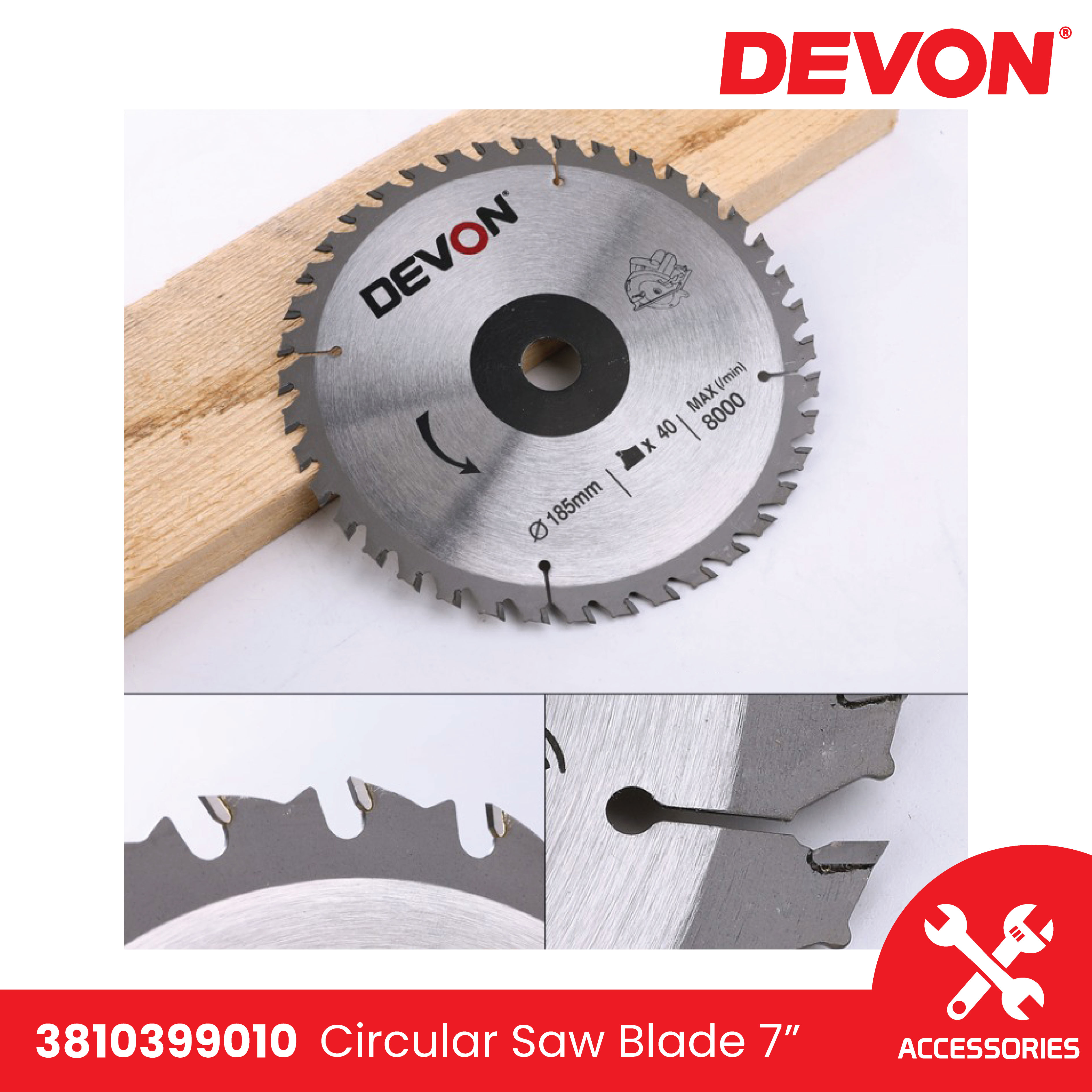 DEVON 3810399010 Circular Saw Blade 7" 185mm 40T | Shopee Malaysia