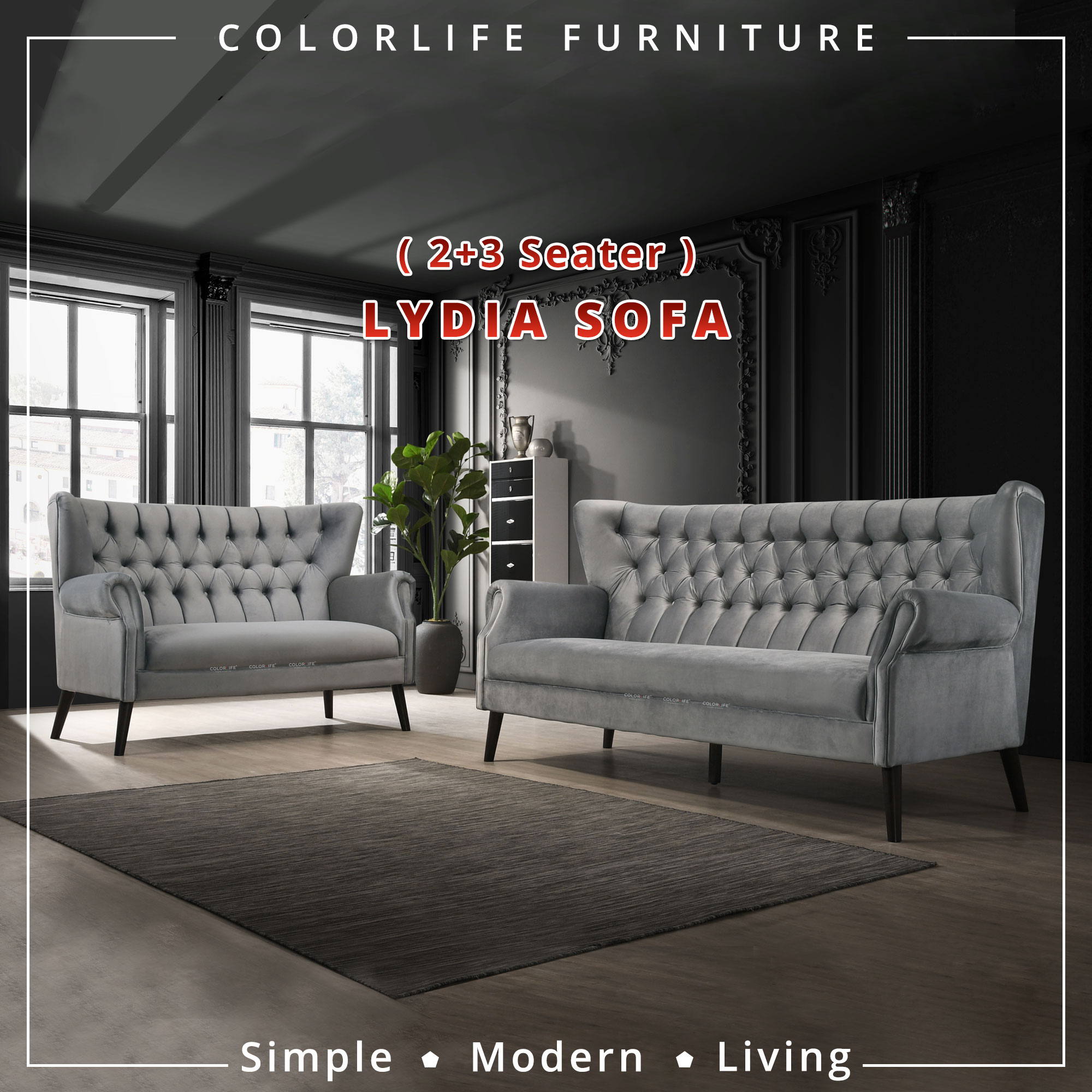 Color life Lydia Sofa (2+3 Seater) / Velvet Fabric Sofa | Shopee Malaysia