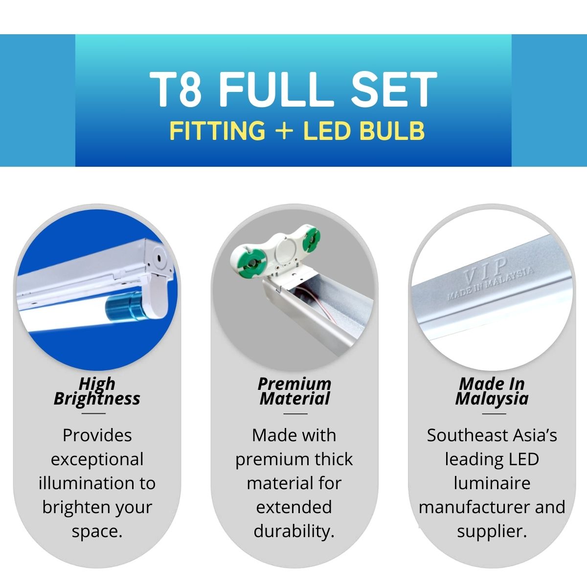 FULL SET 4FT LED T8 Tube Lampu Rumah Ceiling Light Lampu Kalimantang LED Set Lampu Terang Wall ...