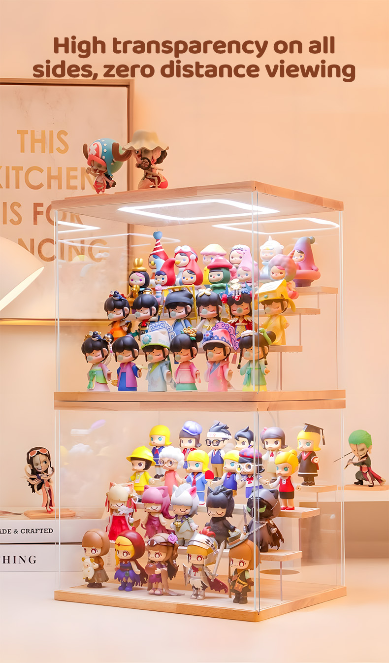 Display Box Clear Acrylic Display Case Stand with LED Light Storage Box ...