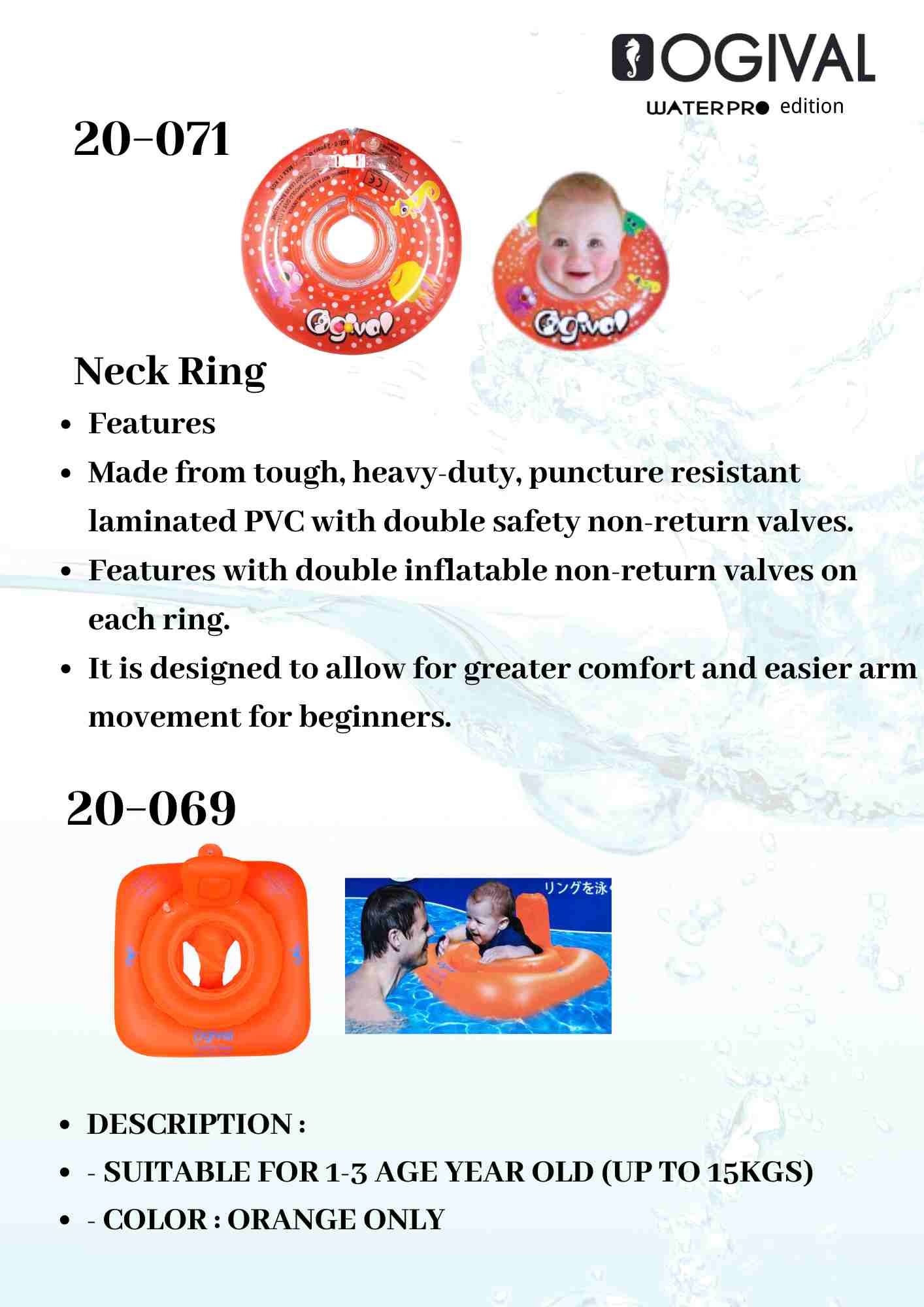 Ogival Kids 1-3 Year Inflatable Pool Float -Trainer Seat & Neck Ring ...