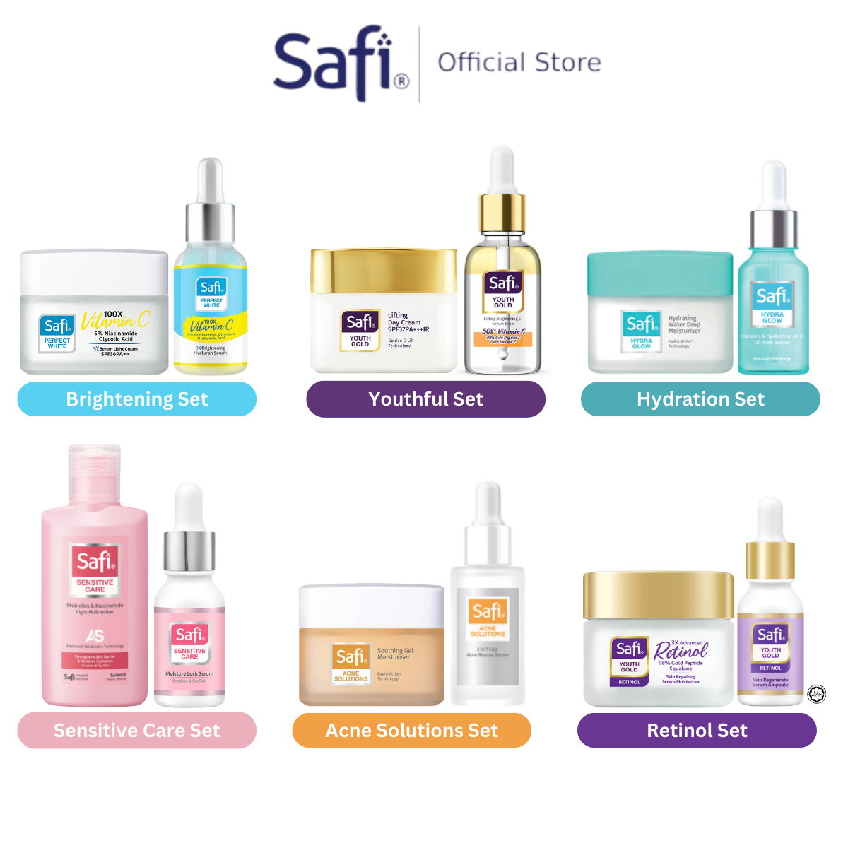 Safi Moisturiser & Serum Bundle Set | Brigtening | Youthful | Anti ...