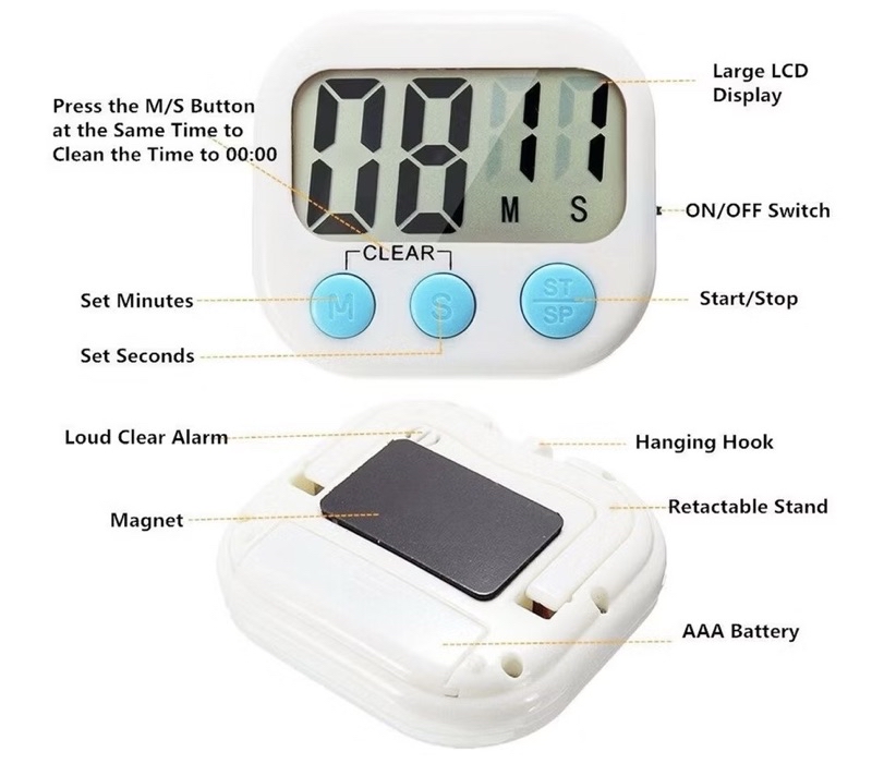 Mk.wares RT103L Digital Kitchen Timer Big Screen Electronic Timer Timer ...
