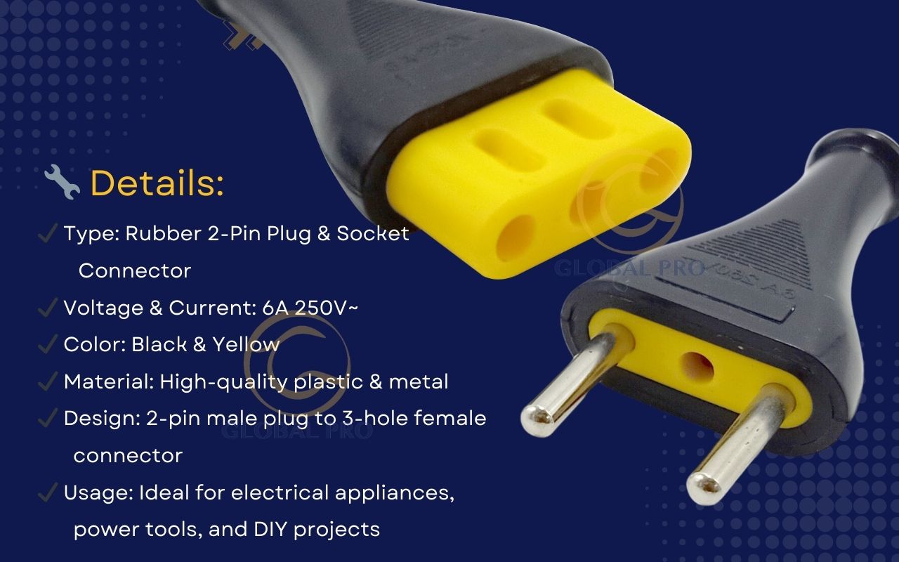 6A 250V 2 Pin Plug Male / Female DIY Plug 2 Pin Socket Plug Connector ...