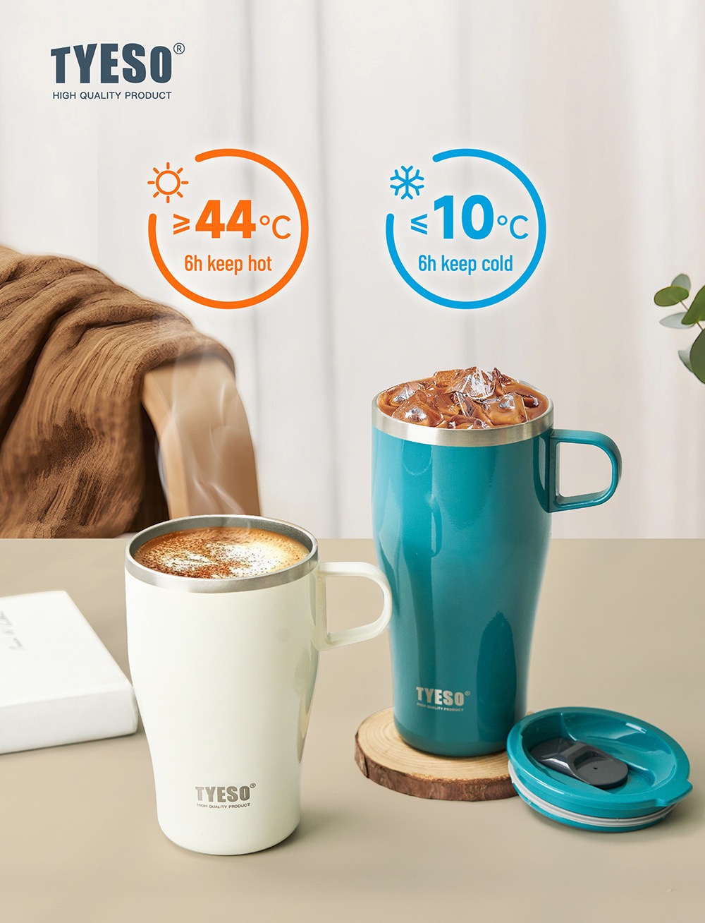 TYESO Insulated Thermal Coffee Cup Hot And Cold (400ml/500ml) TS-8878/TS-8879 | Shopee Malaysia