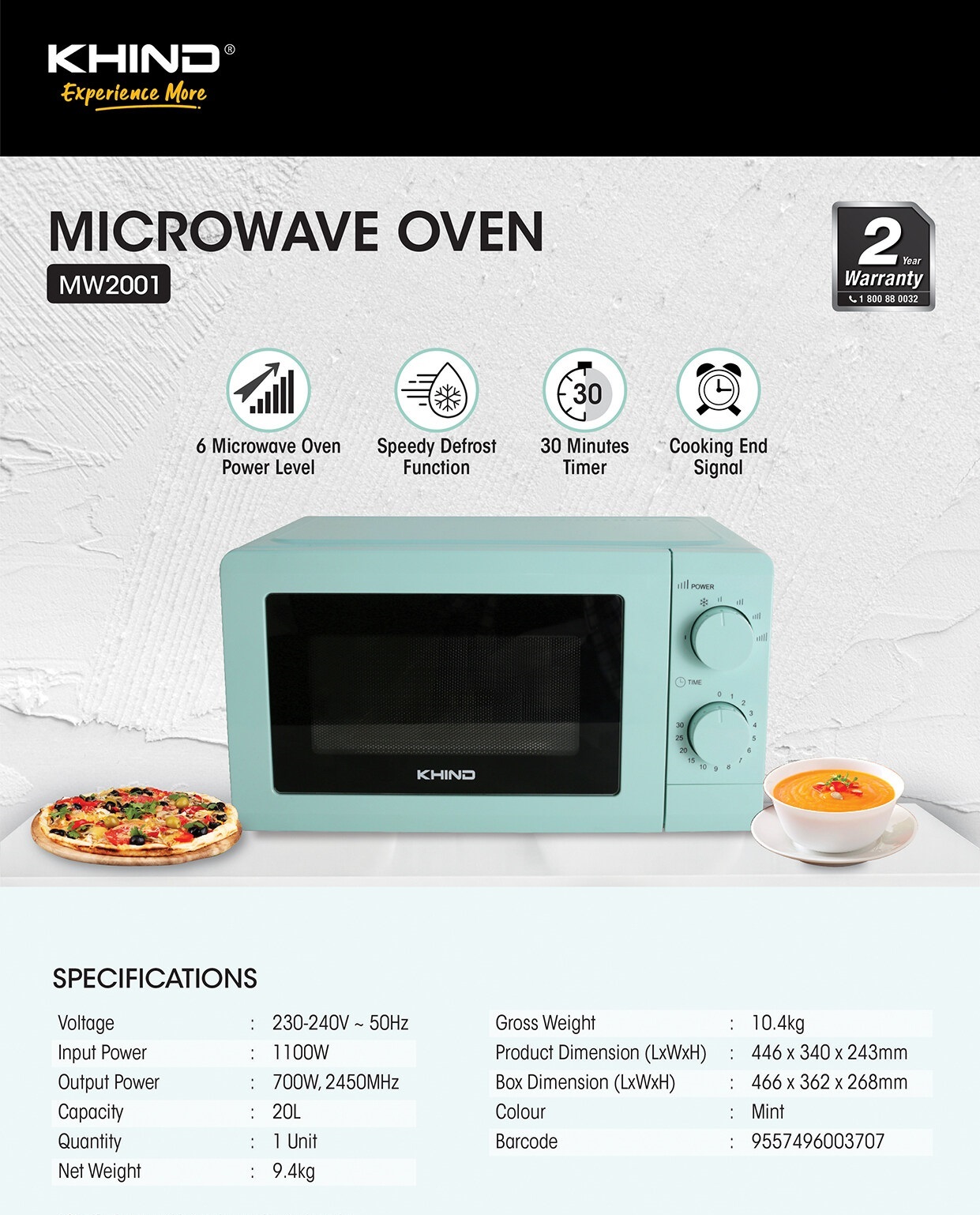 Khind MW2001 Microwave Oven 20L Oven ketuhar gelombang mikro | Shopee ...