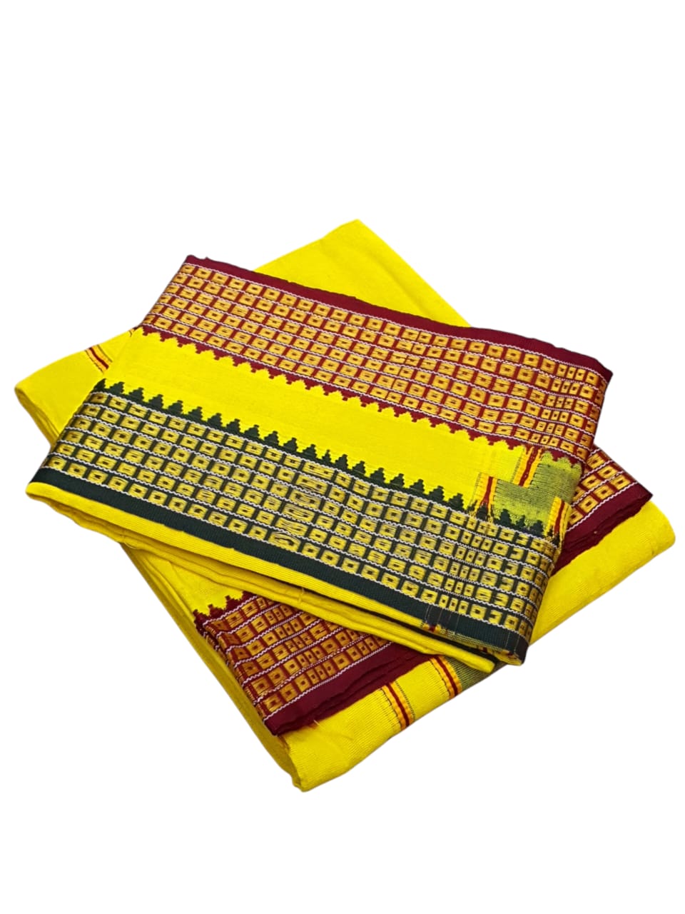 Cotton Veshti 4 x 4 Men's Royal Jari Yellow Special Dhoti/Vesti with ...