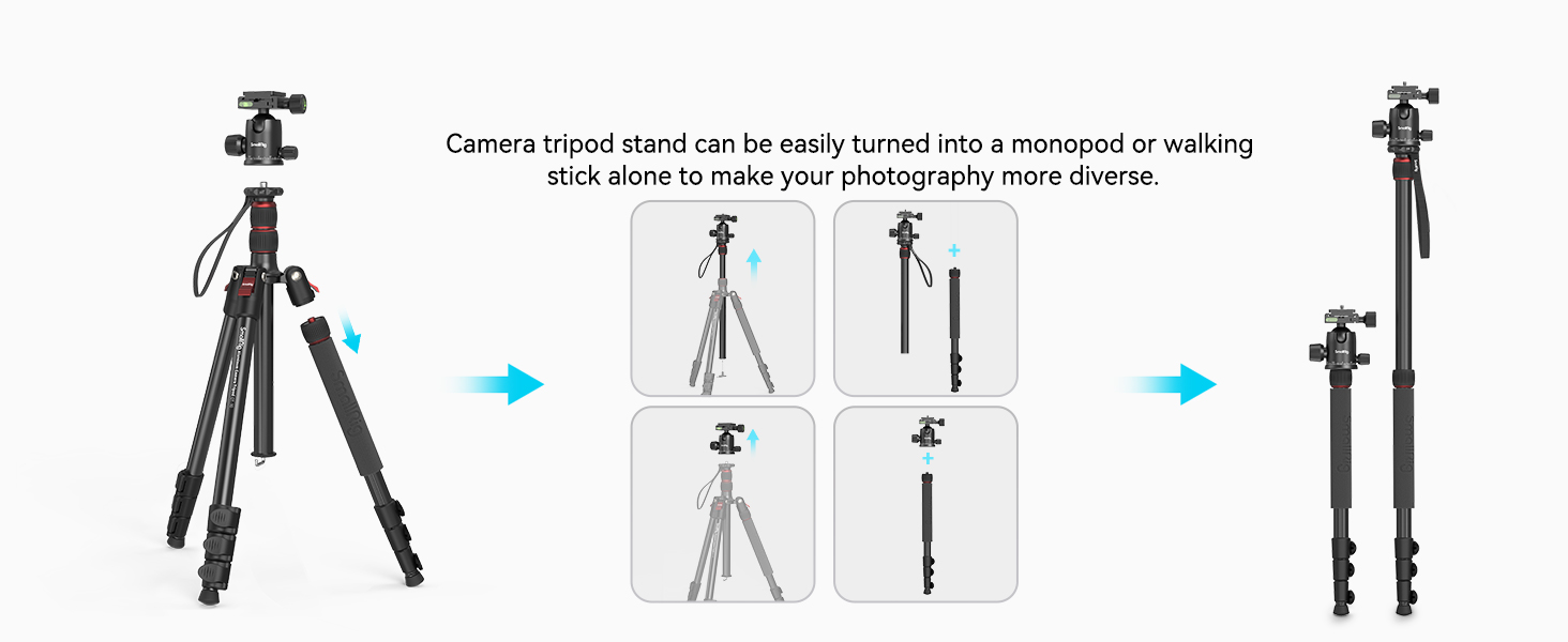 SmallRig CT-10 Aluminum Travel Tripod with Ball Head for DSLR, Mirrorless Camera & Smartphone ...