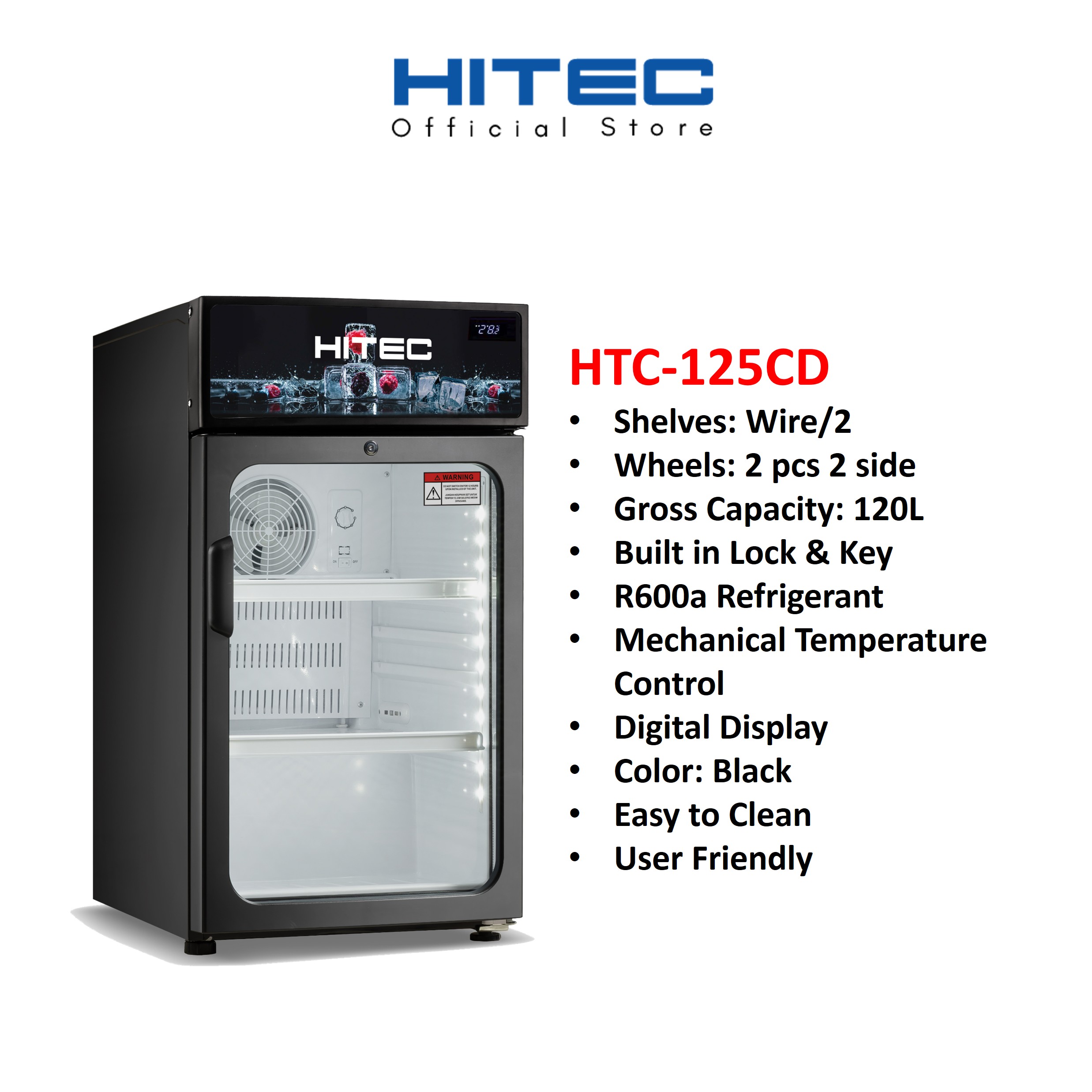 HITEC Mini Bar Chiller Display Chiller Mini 120L Showcase Table Top HTC ...