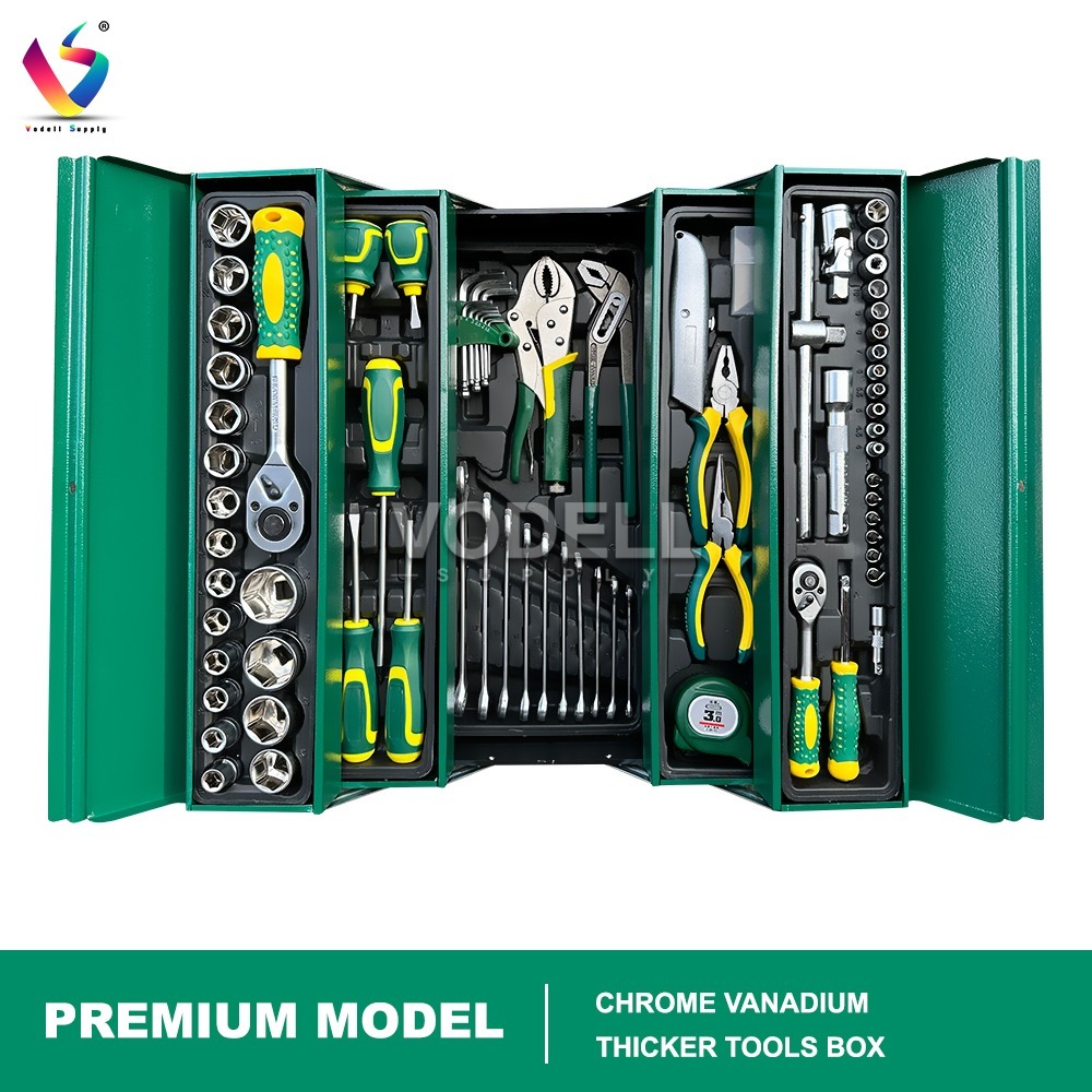85pcs Cantilever Metal Tool Box Set 5 Tier 1/2" & 1/4'' Combination ...