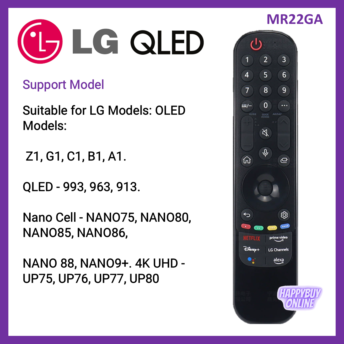 LG 4K QLED UHD Smart Google TV Magic Remote Control MR21GA MR22GA ...