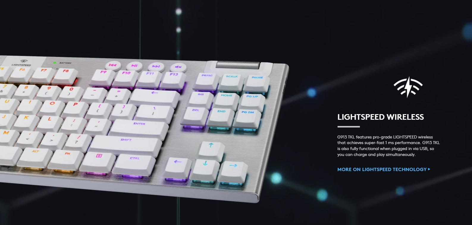 LOGITECH G913 TKL WIRELESS MECHANICAL GAMING KEYBOARD WITH LIGHTSPEED ...