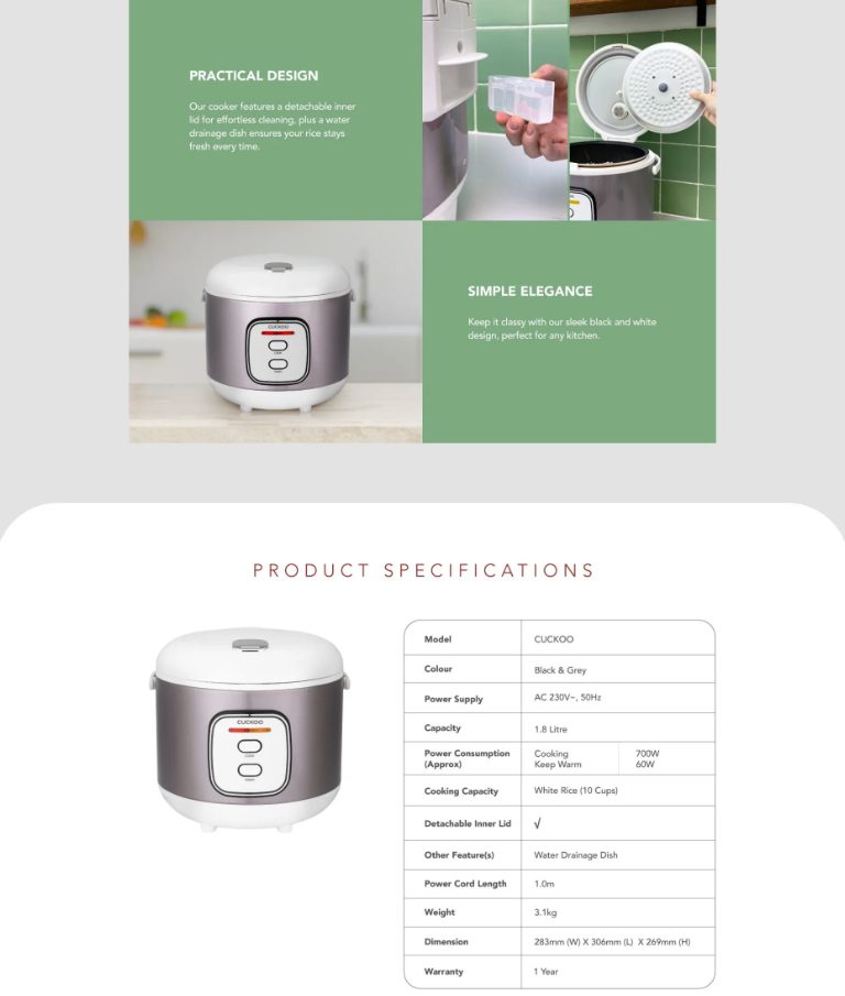 CUCKOO Raya Set - Rice Cooker CR-1005 + Color King Ceramic Bowl + Green ...
