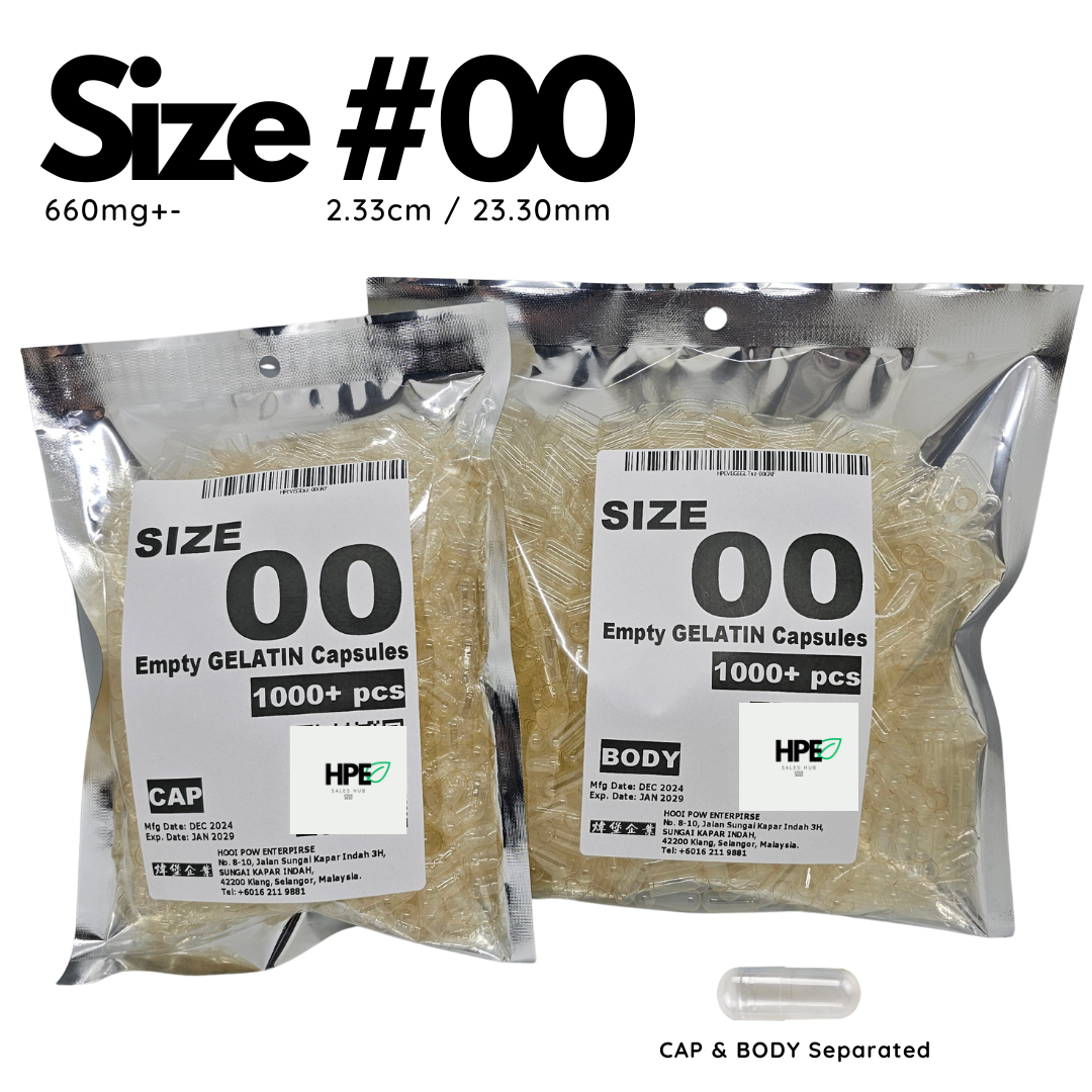 HPE Kapsul Kosong HALAL Size 00 (1000pcs) 空胶囊 / Empty Gelatin Capsule ...