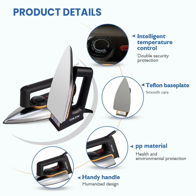 MEEVIDA Electric Non-Stick Iron Baju Handheld UK 1000w Portable Iron ...