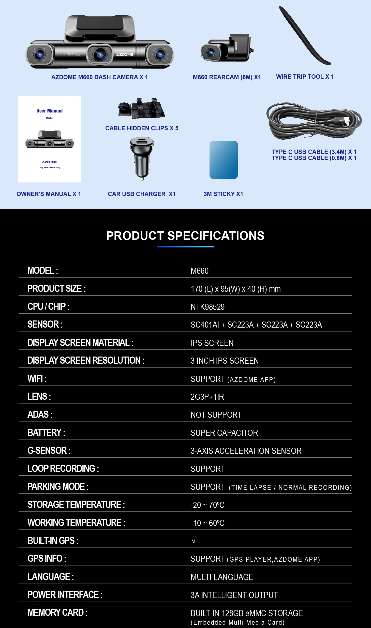 Azdome M660 4K Ultra HD 4-Channel Front & Rear & Left & Right Dash Cam ...
