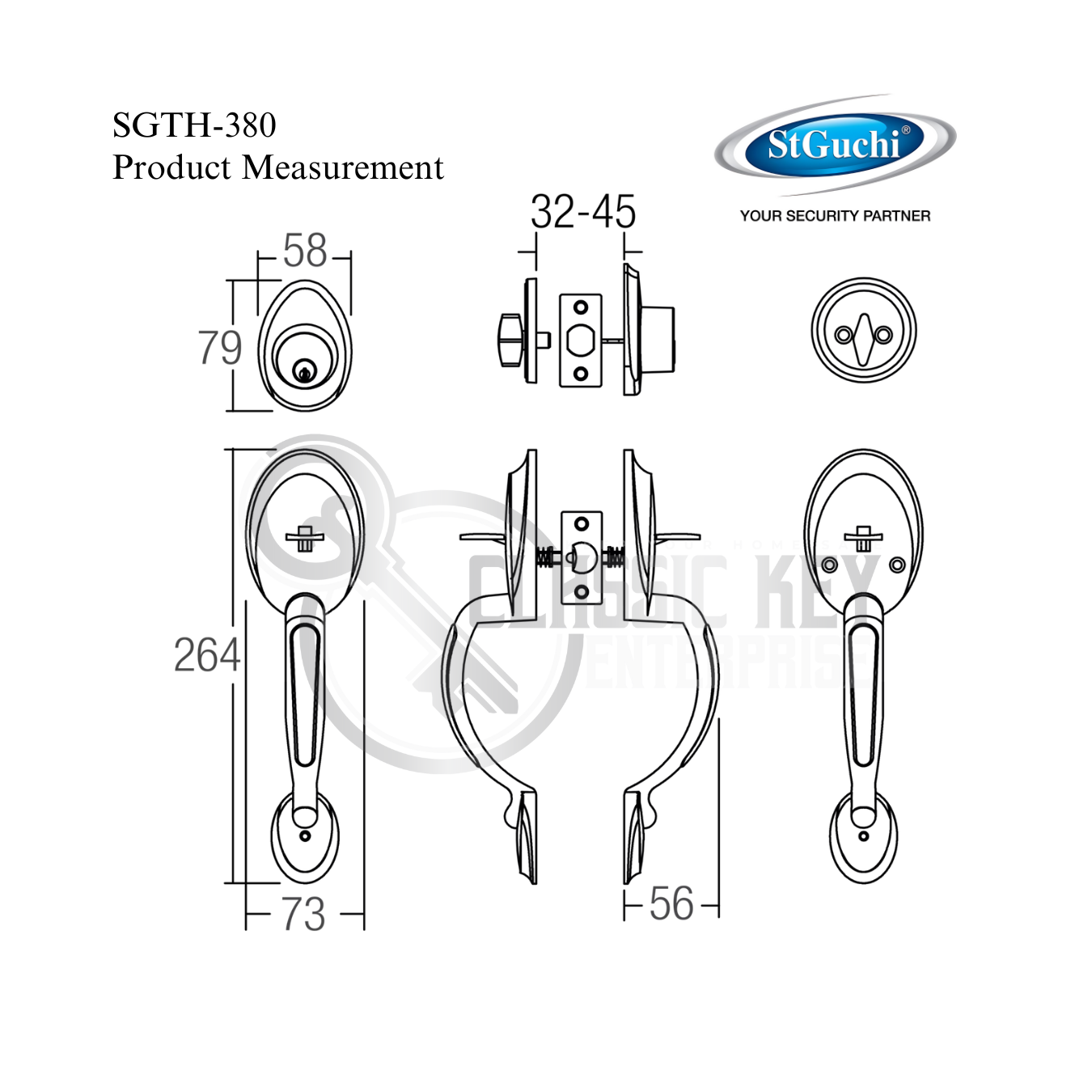 ST GUCHI Double Handle Door Lock SGTH-380 Antique Copper / Satin Nickel ...