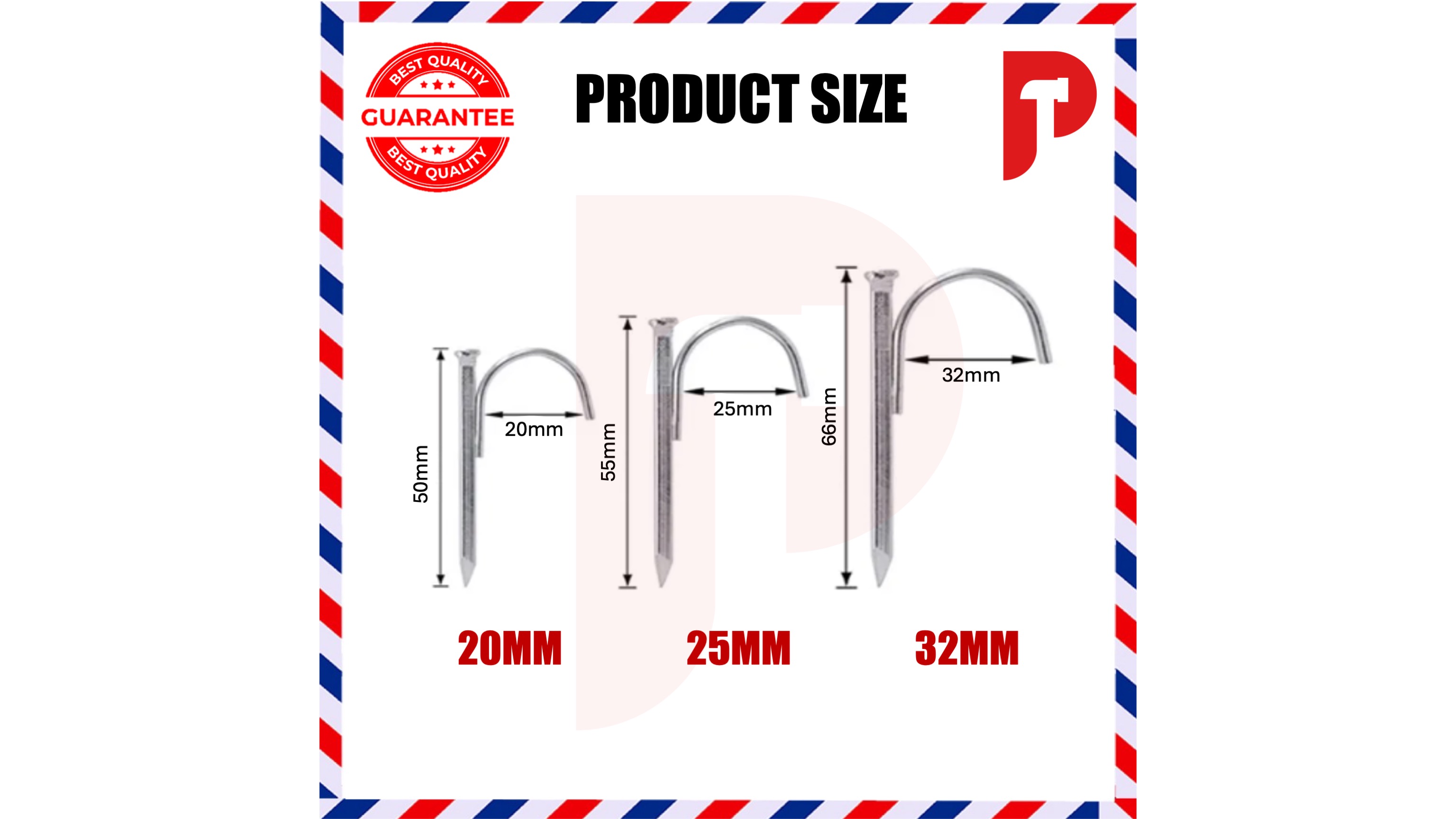 Galvanised Steel Hook Nail 🔥 Ready Stocks 🔥 Water Cable Pipe Square ...