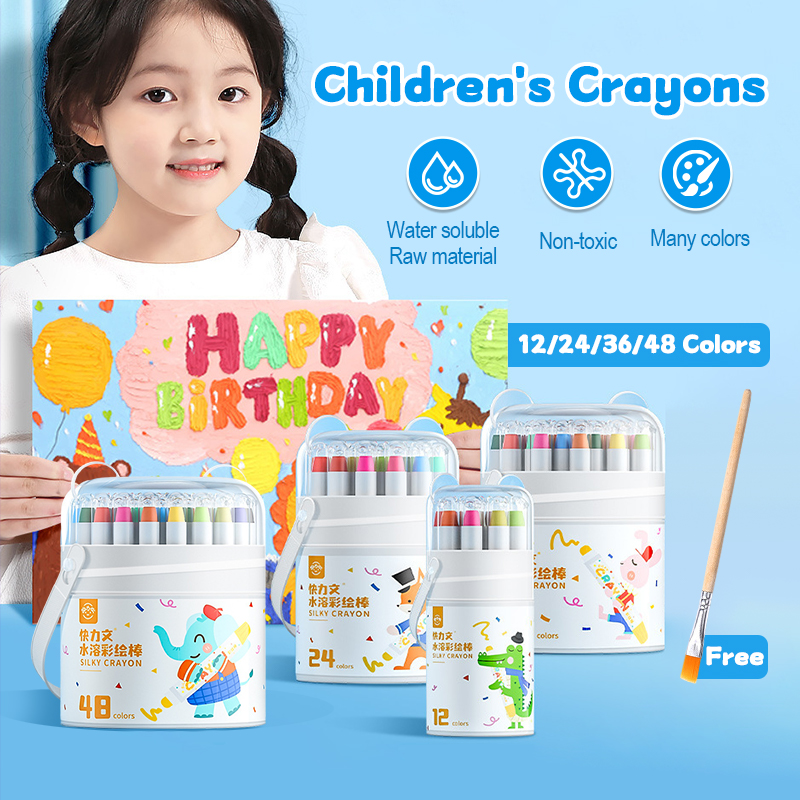 12/24/36/48 Colour Crayon For Kids Washable Non Toxic Colouring ...