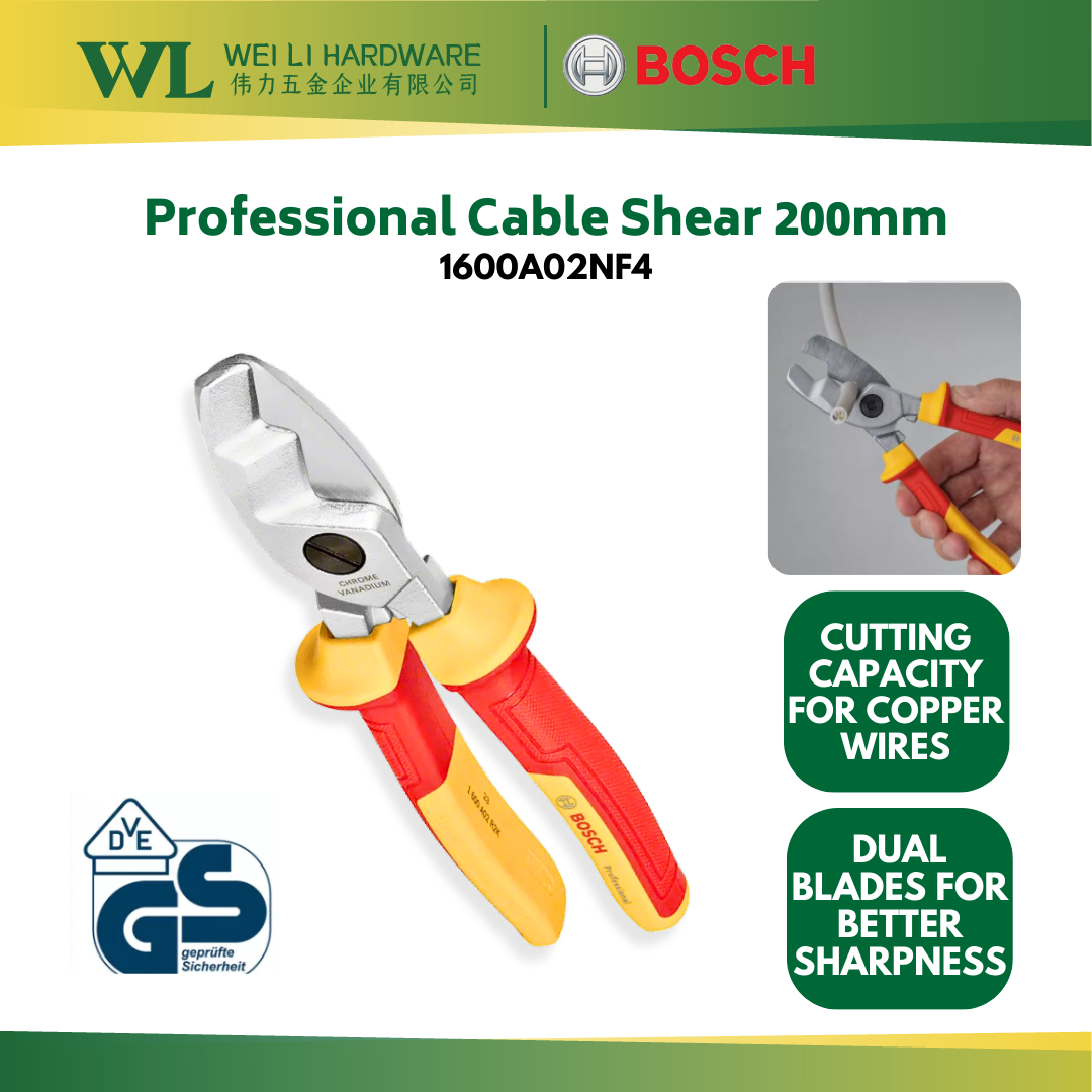BOSCH Professional VDE Cable Shear 200mm/Cutter Cable/Gunting Potong ...