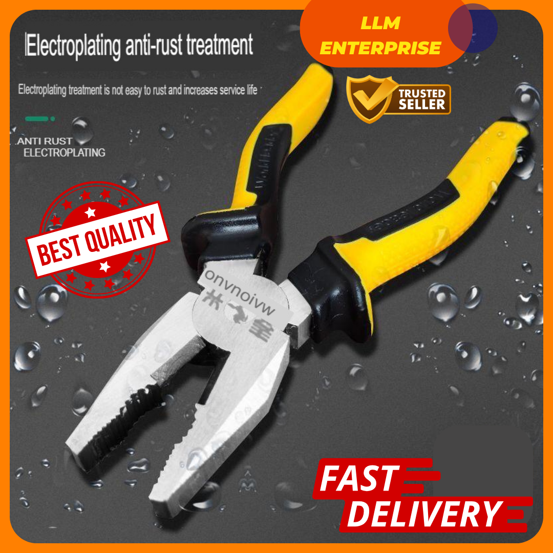 8" Long Combination Plier Yellow Handle 200mm Cutter Heavy Duty Wire ...