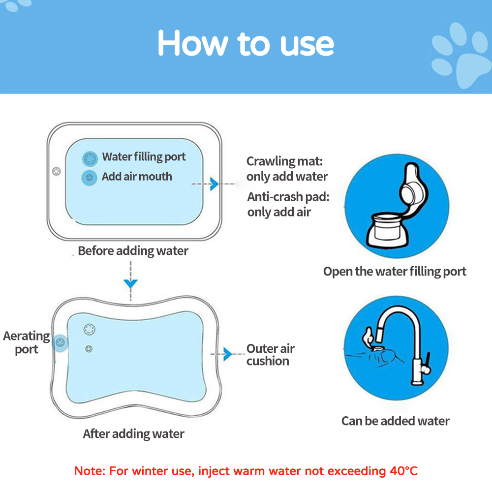 Bevavar Baby Water Play Mat Inflatable Training Crawl Mat Slapped Pad ...